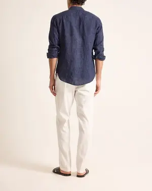 Orlebar Brown Colburn Lino Tailored Fit Linen Shirt With Chest Pockets