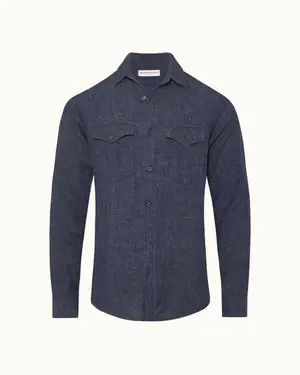 Orlebar Brown Colburn Lino Tailored Fit Linen Shirt With Chest Pockets