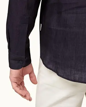 Orlebar Brown Percy Linen Classic Collar Overhead Linen Shirt