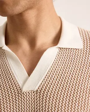 Orlebar Brown Horton Crochet Tailored Chevron Crochet Polo