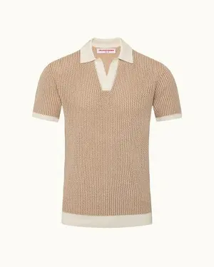 Orlebar Brown Horton Crochet Tailored Chevron Crochet Polo