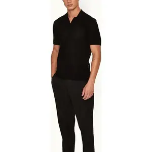 Orlebar Brown Roddy Tailored Fit Open Mesh Stitch Polo Shirt - Black