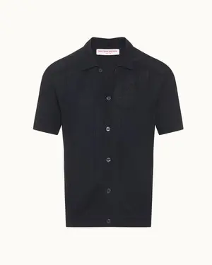 Orlebar Brown Tiernan Classic Fit Capri Collar Mercerised Cotton Shirt - Night Iris