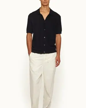 Orlebar Brown Tiernan Classic Fit Capri Collar Mercerised Cotton Shirt - Night Iris