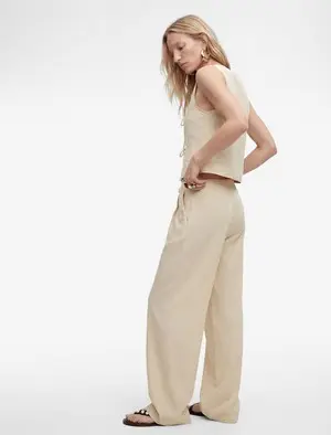 KOTON Mid-rise Wide Leg Trousers - Beige