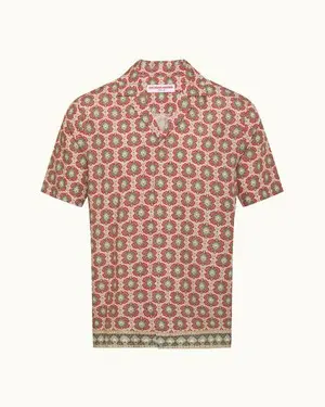 Orlebar Brown Maitan Relaxed Fit Passetto Print Shirt - Vermillion