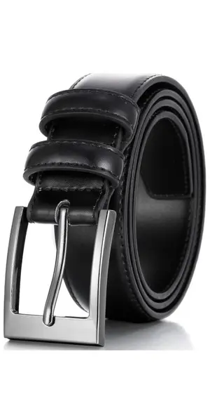 MIO MARINO Dual Loop Leather Dress Belt - Black