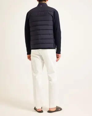 Orlebar Brown Wallace Down Quilted Merino Knit Sleeve Jacket - Night Iris