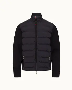 Orlebar Brown Wallace Down Quilted Merino Knit Sleeve Jacket - Night Iris