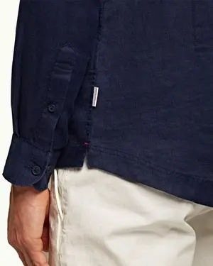 Orlebar Brown Giles Linen Cutaway Collar Tailored Fit Linen Shirt