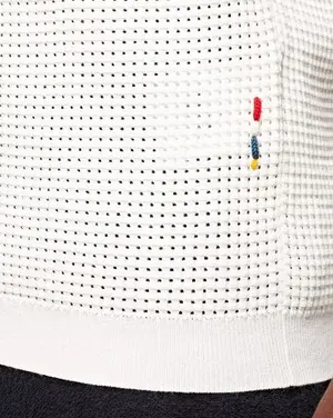 Orlebar Brown Roddy Tailored Fit Open Mesh Stitch Polo Shirt - White