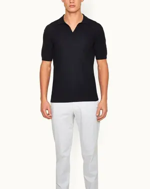 Orlebar Brown Horton Pique Tailored Fit Mercerised Cotton Polo Shirt - Night Iris
