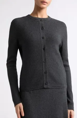 LISA YANG Ribbed Cotton & Cashmere Cardigan