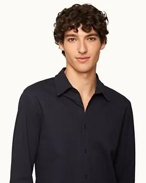 Orlebar Brown Giles Pique Classic Collar Cotton Pique Shirt