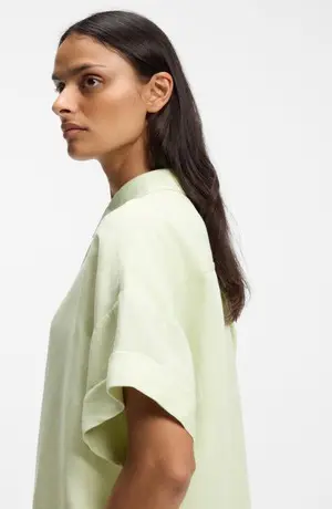 Hugo Boss Bisenas Linen Blend Button-up Shirt - Cucumber