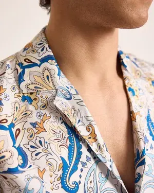 Orlebar Brown Maitan Silk Relaxed Fit Silk Fairground Shirt - Multi/blue