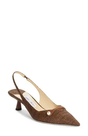 JIMMY CHOO Amita Raffia Pointed Toe Slingback Pump