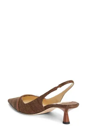 JIMMY CHOO Amita Raffia Pointed Toe Slingback Pump