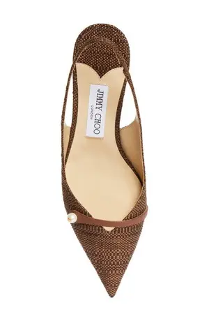 JIMMY CHOO Amita Raffia Pointed Toe Slingback Pump