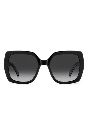 Kate Spade New York Amaya Polarized Square Sunglasses - Black Pattern Black