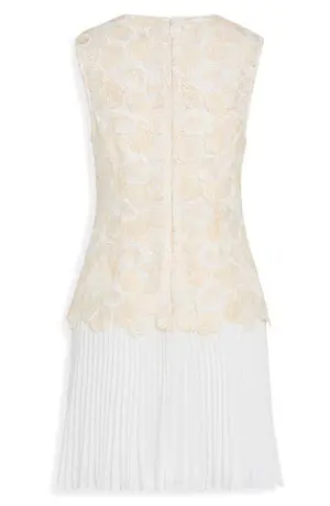 MILLY Maggie Embroidered Pleated Sleeveless Minidress