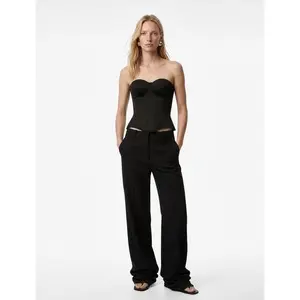 Koton Structured Satin Strapless Corset - Black