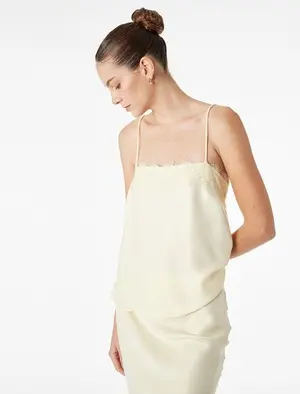 KOTON Spaghetti Strap Lace Trim Satin Top