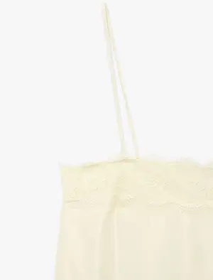 KOTON Spaghetti Strap Lace Trim Satin Top