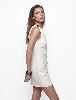KOTON Draped One Shoulder Mini Dress - Beige