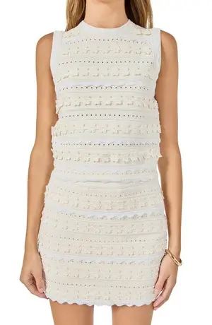 Endless Rose 3d Floral Knit Minidress - Cream