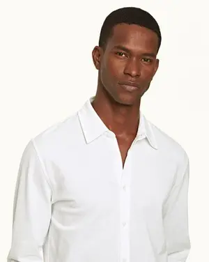 Orlebar Brown Giles Pique Classic Collar Cotton Pique Shirt