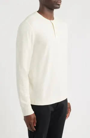 Vince Long Sleeve Pima Cotton & Modal Henley - Blanco