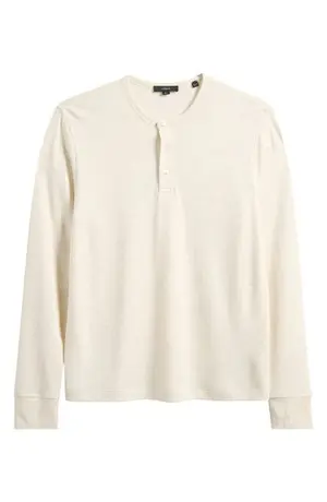 Vince Long Sleeve Pima Cotton & Modal Henley - Blanco