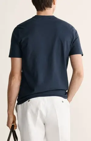 Mango Slim Fit Cotton T-shirt - Navy