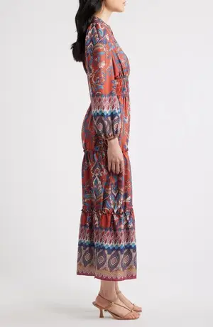 Julia Jordan Paisley Floral Long Sleeve Tiered Dress