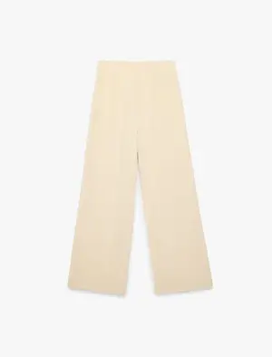 Koton High Waist Wide Leg Trousers - Ecru