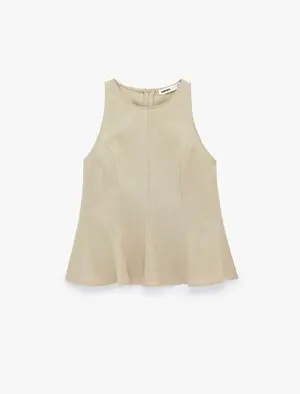 KOTON Sleeveless Linen Blend Top With Flare