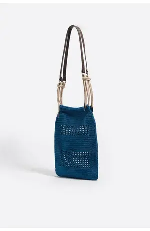 Bimba Y Lola Crochet Market Bag With Leather Strap
