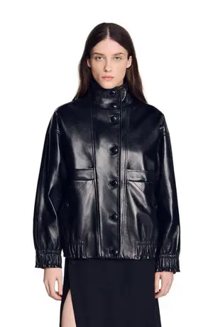 Sandro Oversized Leather Jacket
