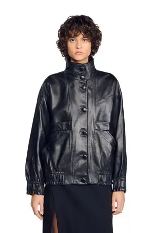 Sandro Oversized Leather Jacket