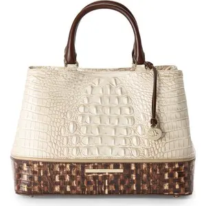 Brahmin Small Denise Croc Embossed Leather Satchel - Ivory Multi
