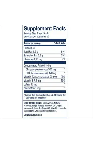 WILEY'S FINEST Orange Flavored Cod Liver Oil Omega-3 Supplement
