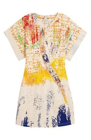 Desigual Mixed Paint Print Cotton Mini Dress