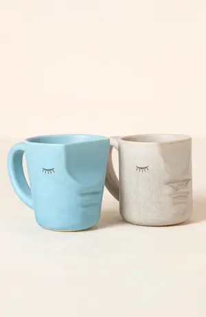 UNCOMMON GOODS The Kissing Mugs - Gray