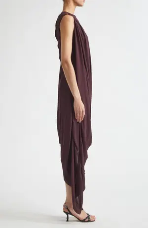 Victoria Beckham Asymmetric Drape Georgette Midi Dress
