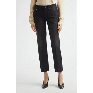 Victoria Beckham Low Rise Straight Leg Ankle Jeans - Washed Black