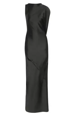 Victoria Beckham Sleeveless Draped Satin Gown - Black