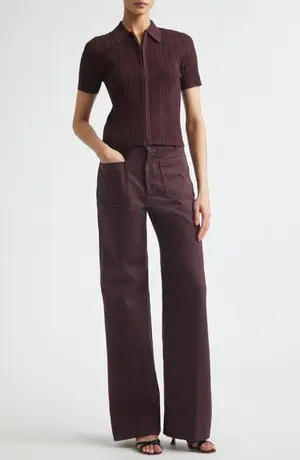 Victoria Beckham Alina High Waist Wide Leg Jeans In Wash
