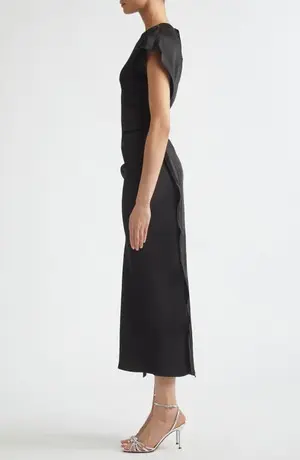 Victoria Beckham Dolman Sleeve Asymmetric Midi Dress - Black