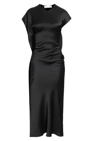 Victoria Beckham Dolman Sleeve Asymmetric Midi Dress - Black